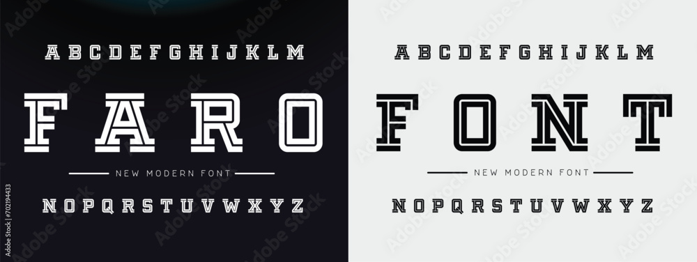 Outline Double line monogram alphabet and tech fonts. Lines font ...