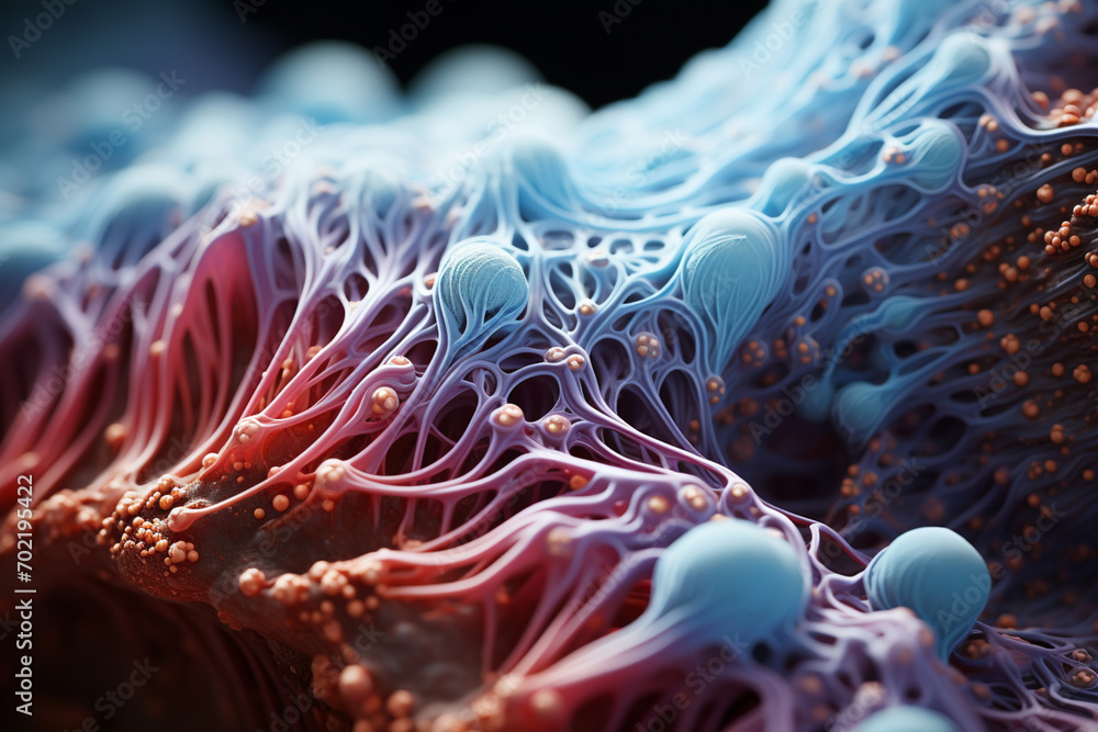 Microscopic view of the villi in the small intestine, highlighting ...