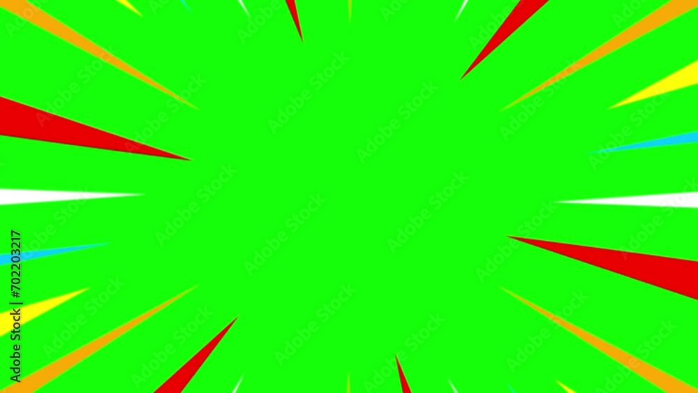 Loop animation of colorful concentrated lines on green screen ...