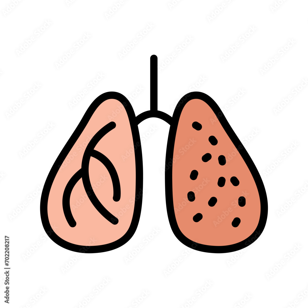 Human lungs color icon. Simple flat illustration. Respiratory system ...