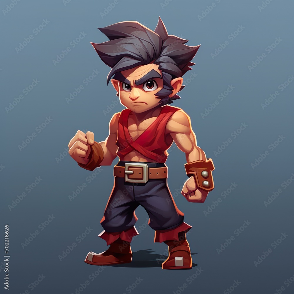 3D game character game avatar fighter boy on nice BG made with AI ...