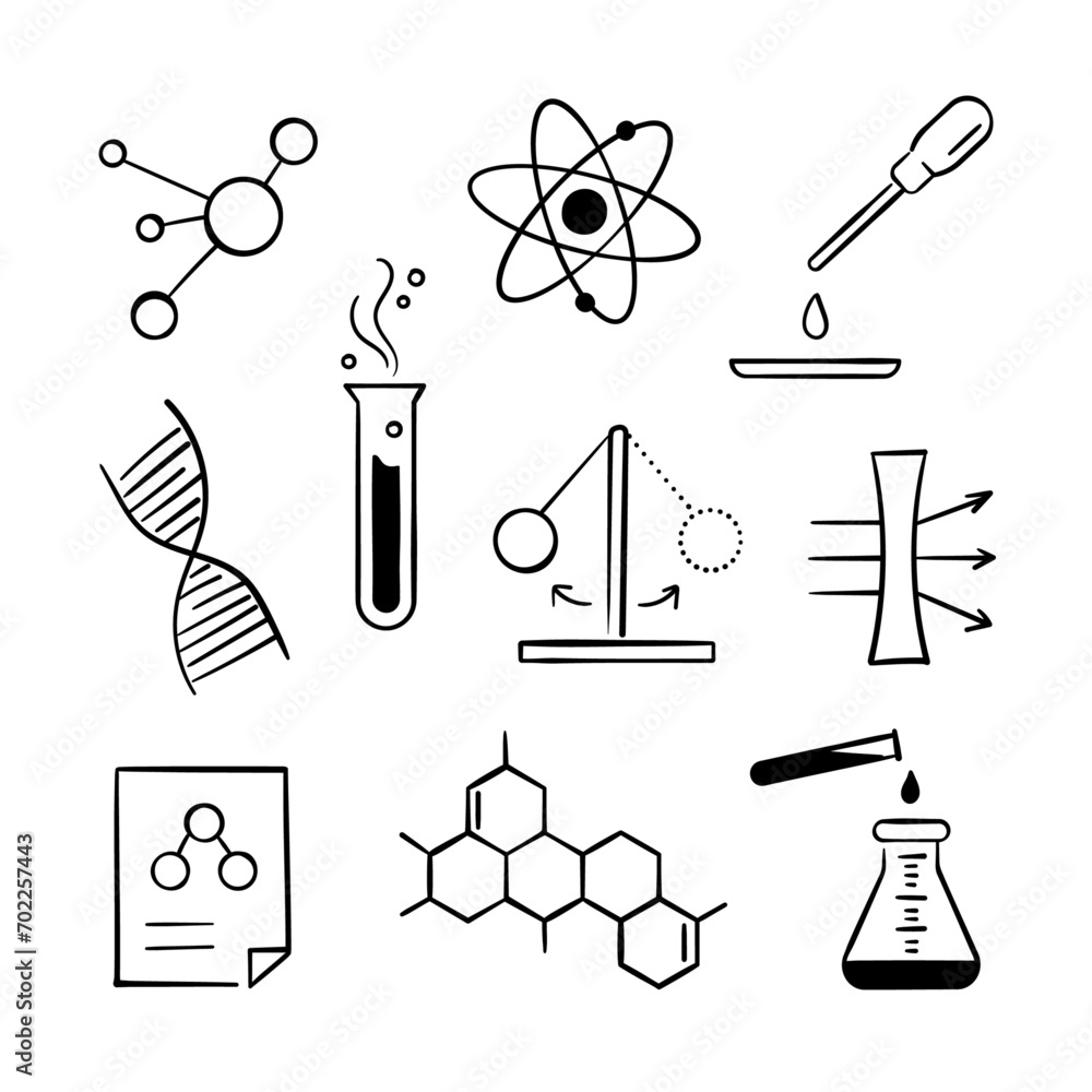 Collection of hand-drawn and doodle vector icons and pictogram ...