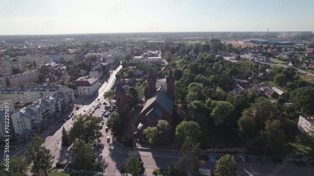 A drone gracefully captures the beauty of a Gothic church in the ...