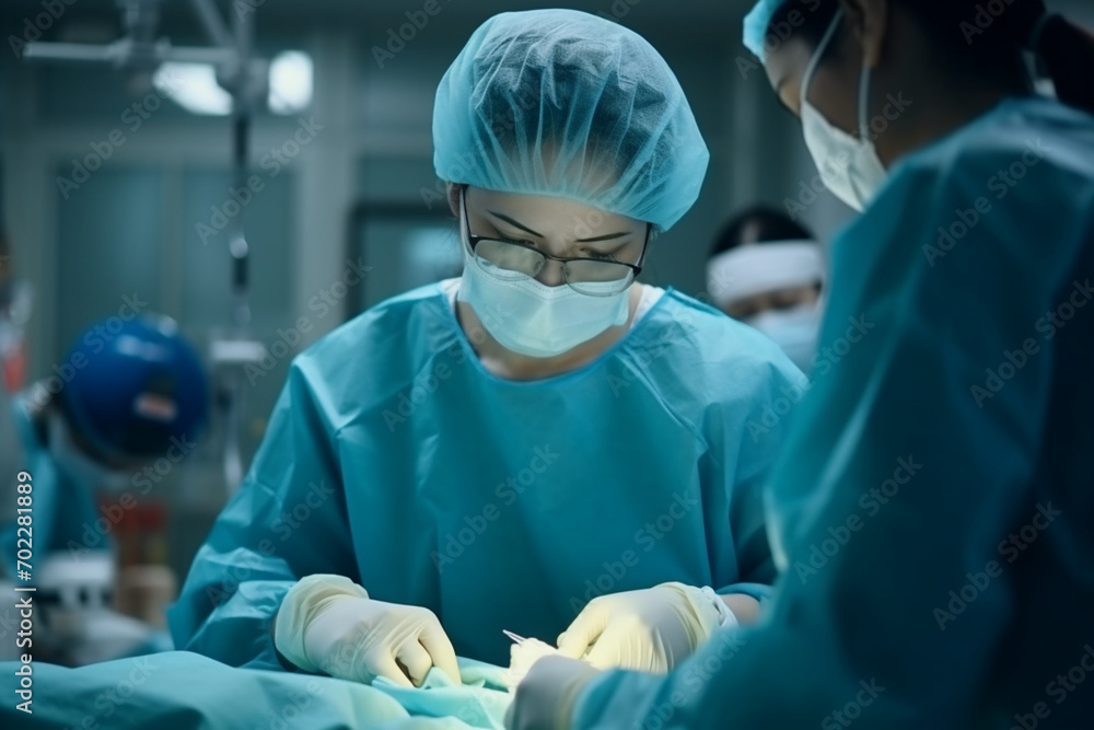 In the Hospital Operating Room Diverse Team of Professional Surgeons ...