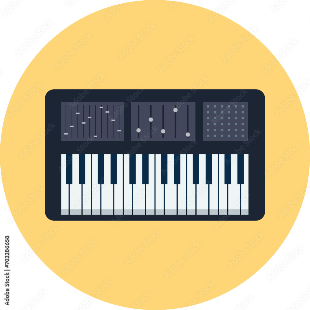 piano keyboard with notes. multimedia icon vector png. media icon ...