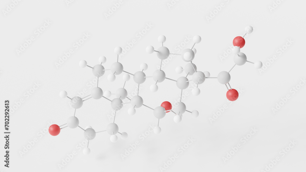 corticosterone molecule 3d, molecular structure, ball and stick model ...