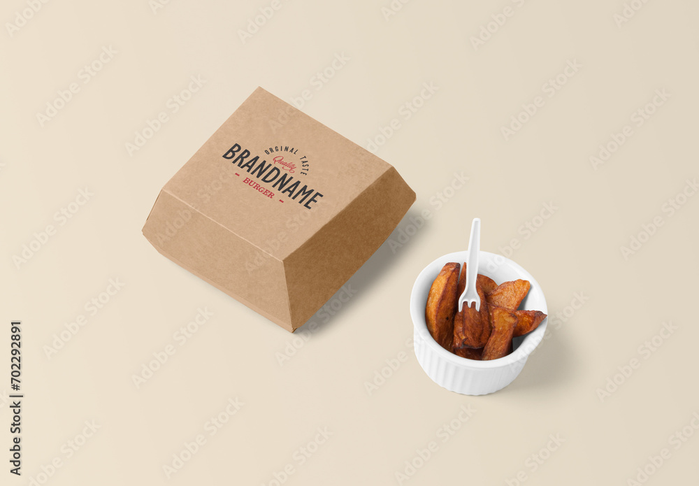 Burger Box Packaging Mockup Stock Template | Adobe Stock