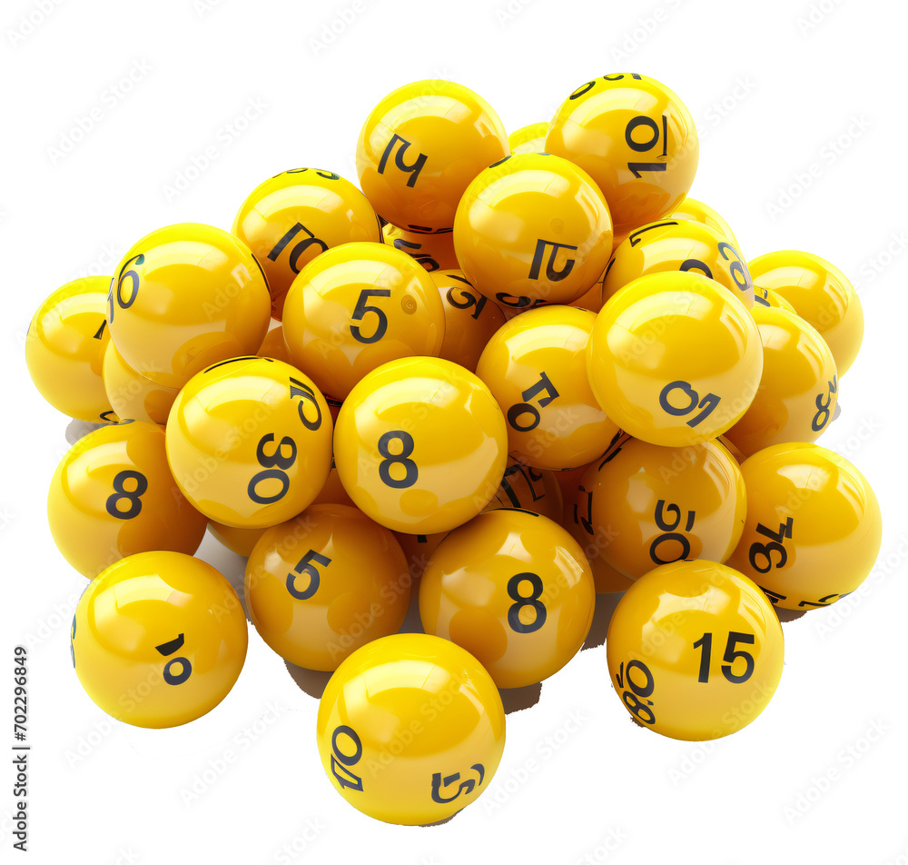 Jackpot balls with numbers to be drawn isolated on the transparent ...
