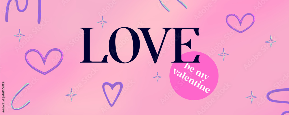 Abstract Y2K Love Heart gradient background with aesthetic 3D. Purple ...