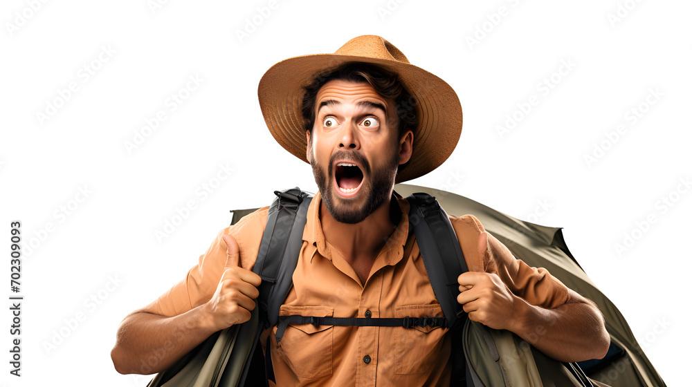 PNG of a Shocked Man with Mouth Wide Opened, Carrying a Big Bag, Man ...