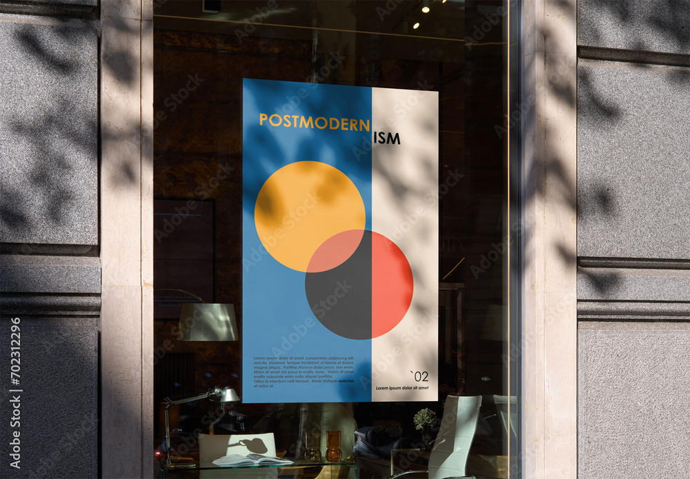 Mockup of customizable poster on shop window Stock Template | Adobe Stock
