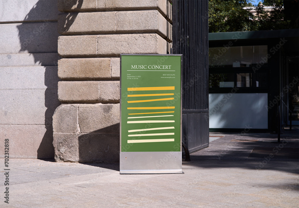 Mockup of customizable freestanding sign outside building Stock ...