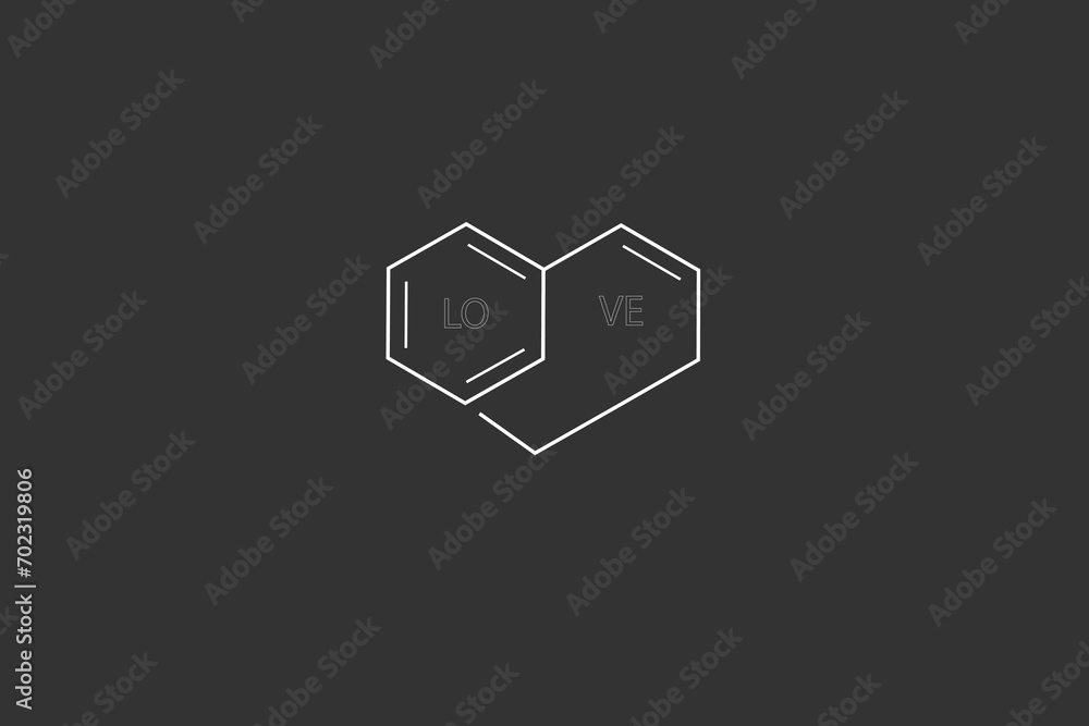 Love background. Molecular skeletal chemical formula of love. Stock ...