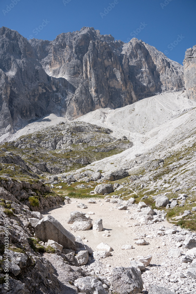 View of Dolomites mountains. Lago di Popera, Bertihütte, Padola, Italy ...