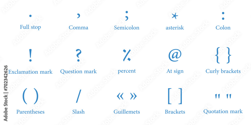 List of punctuation marks in english grammar. Full stop, comma ...