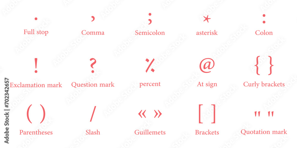 List of punctuation marks in english grammar. Full stop, comma ...
