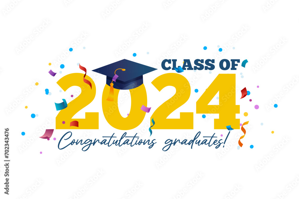 Congratulations graduates vector illustration. Class of 2024 trendy ...