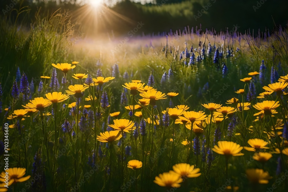 Amidst a tranquil natural setting, envision a mesmerizing scene of ...