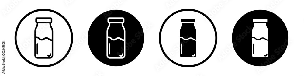 Milk bottle icon set. Cow Dairy product Milk Glass Bottle vector symbol ...