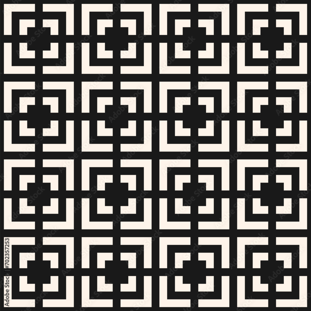Seamless abstract geometric pattern with interlocking black squares and ...