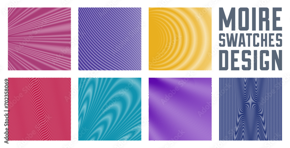 Abstract vector backgrounds set made with linear Moire, op art effect ...