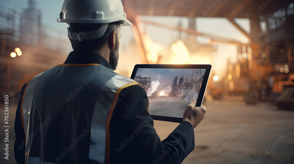 Smart Project management system with an Engineer using a digital tablet ...