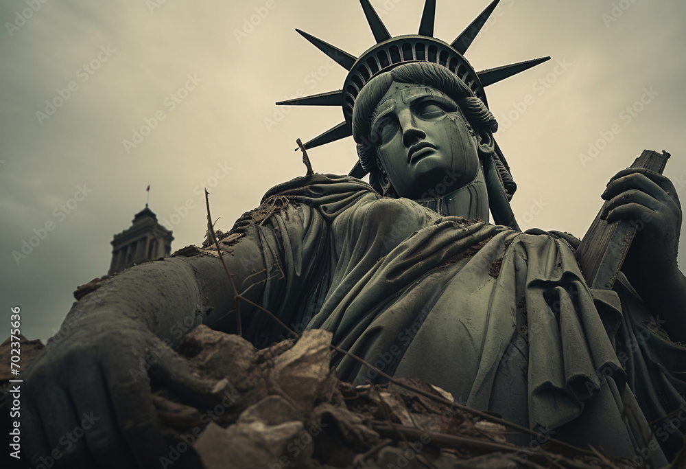 The statue of liberty destroyed, Apocalyptic concept, future world ...
