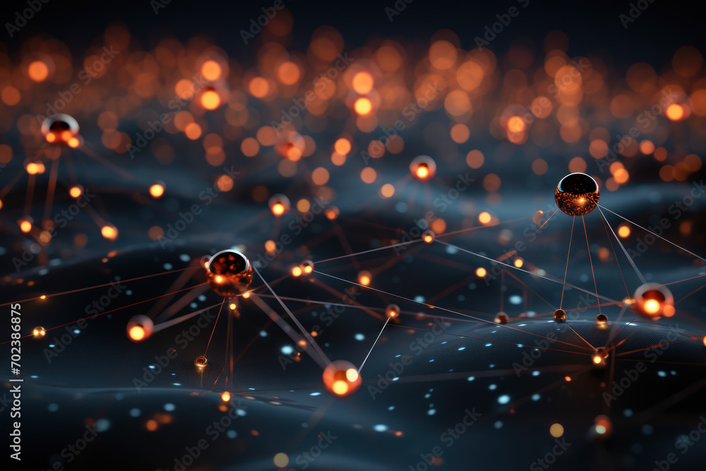 Glowing nodes connected by digital threads, illustrating the ...