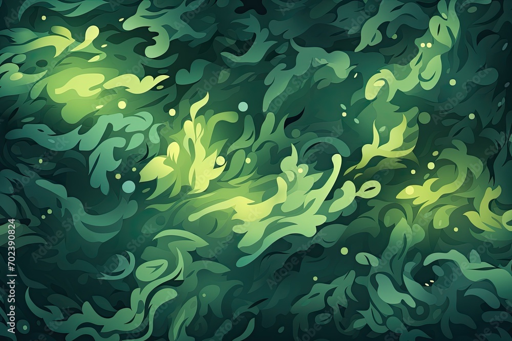 Green Underwater Camouflage Kelp Pattern Ocean Themed Camo Art