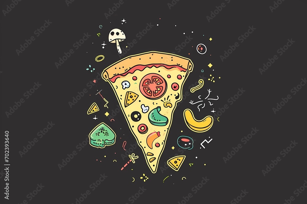 pizza drawing, Italian cuisine, drawing for pizzeria, illustration for ...