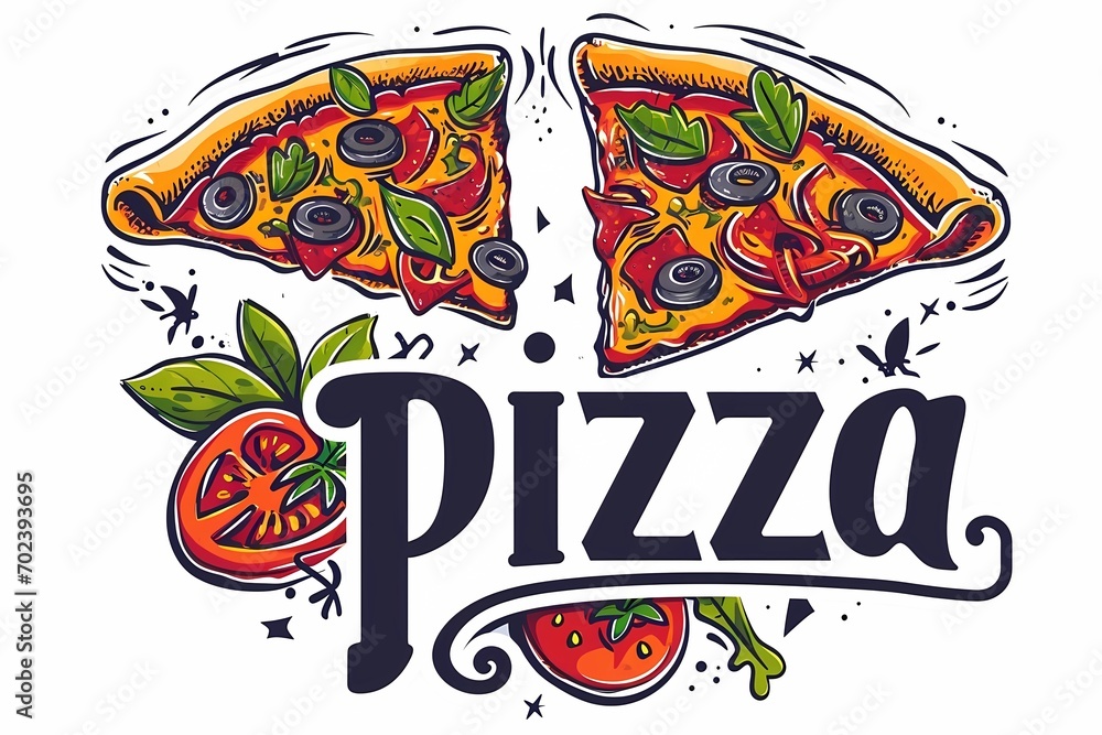 pizza drawing, Italian cuisine, drawing for pizzeria, illustration for ...