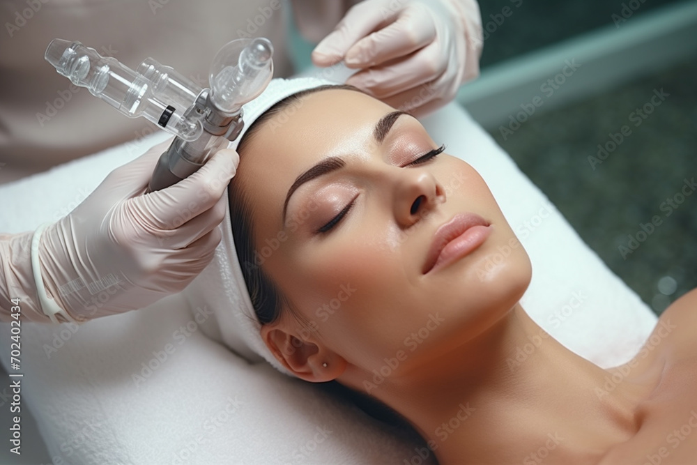 Microneedle mesotherapy woman receiving micro needling rejuvenation ...