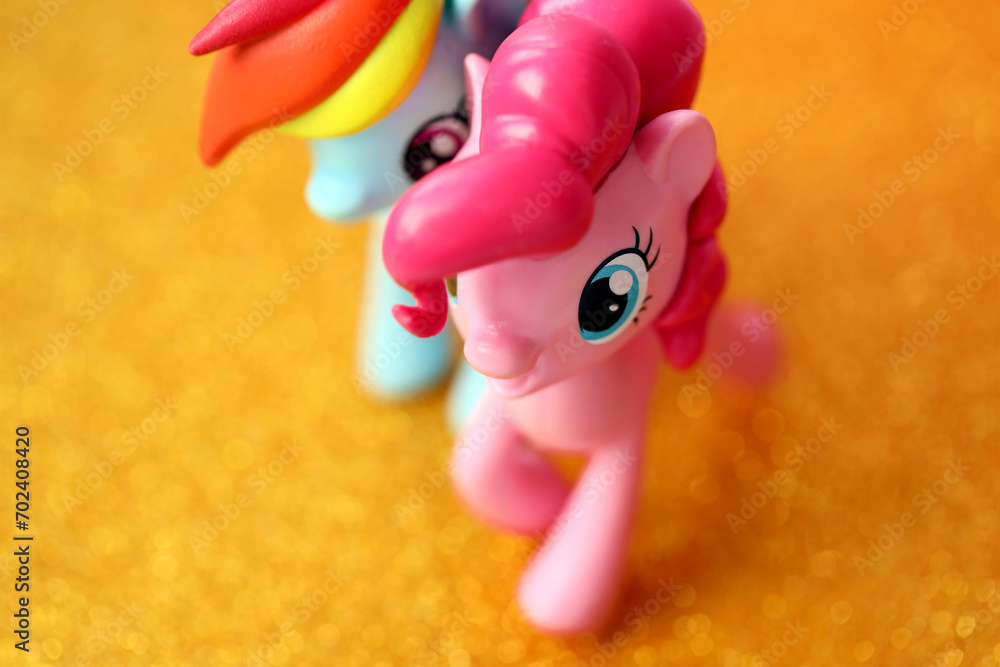 TERNOPIL, UKRAINE - JULY 7, 2023 Old toy with character from My Little ...