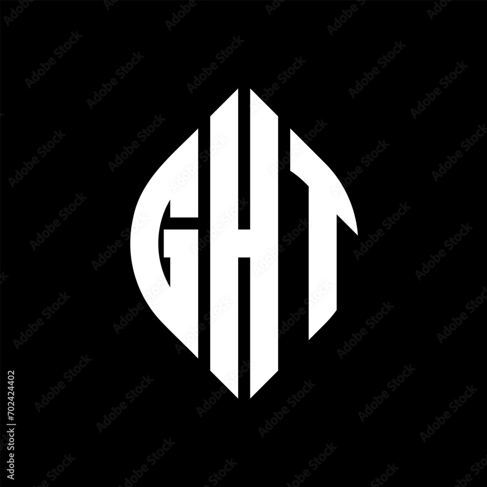 GHT circle letter logo design with circle and ellipse shape. GHT ...