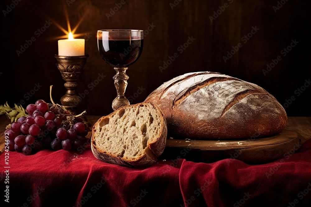 Evoking solemnity and tradition, a traditional Communion setup features ...