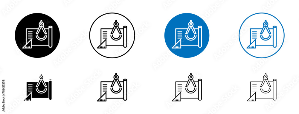 Construction Plan line icon set. Urban design map symbol in black and ...