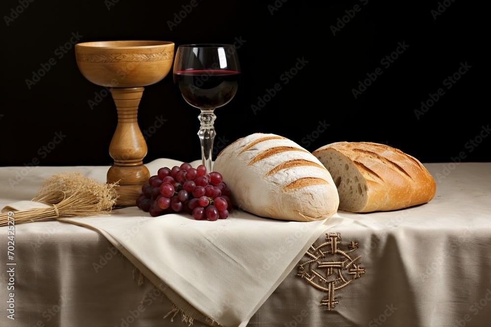 Evoking solemnity and tradition, a traditional Communion setup features ...