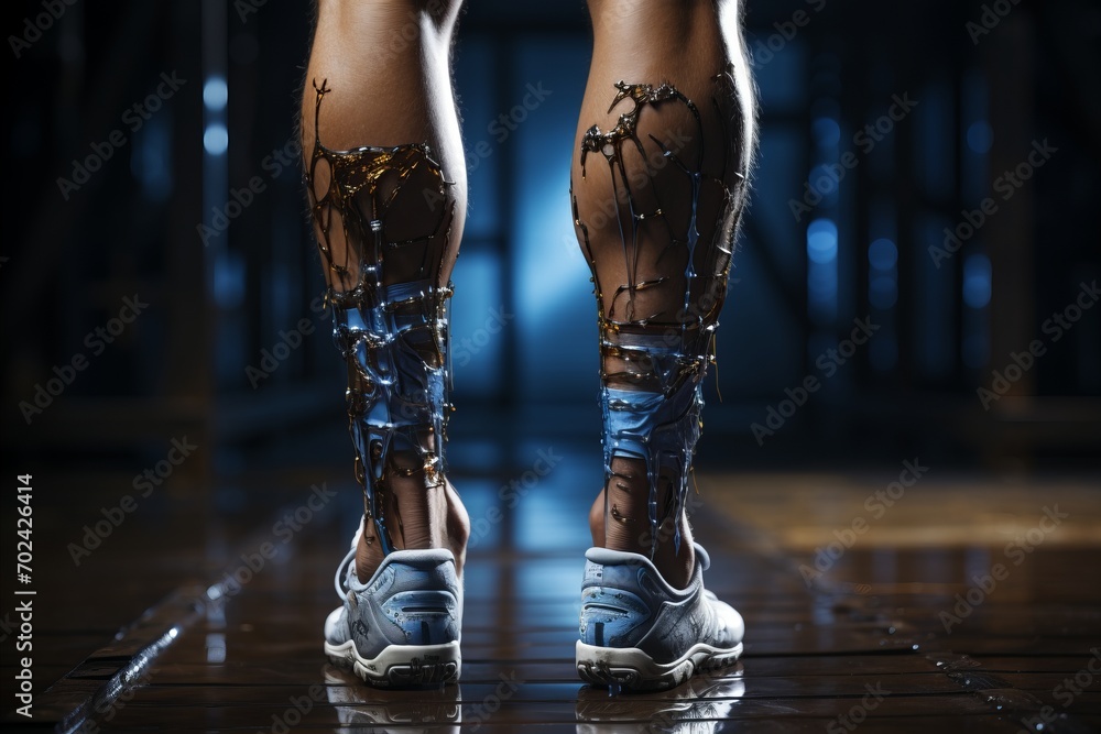 Leg injury pain and discomfort visualization, highlighting fracture ...