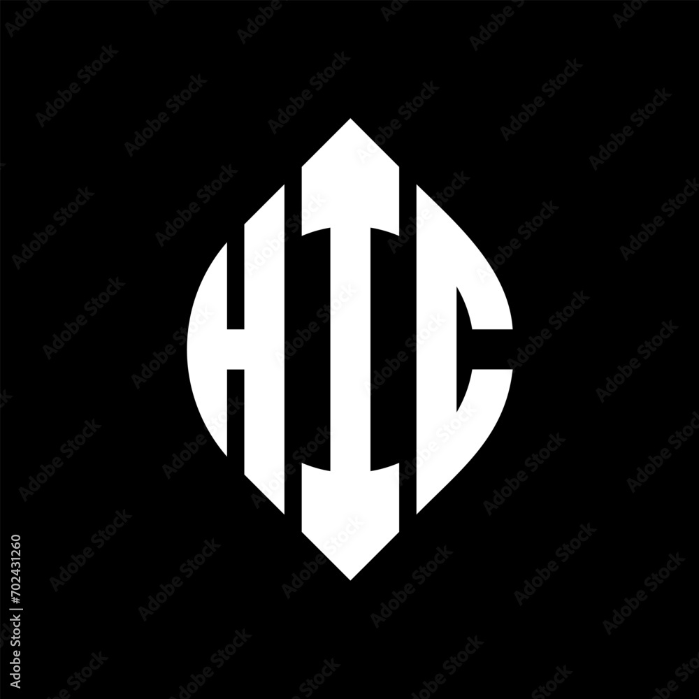 HIC circle letter logo design with circle and ellipse shape. HIC ...