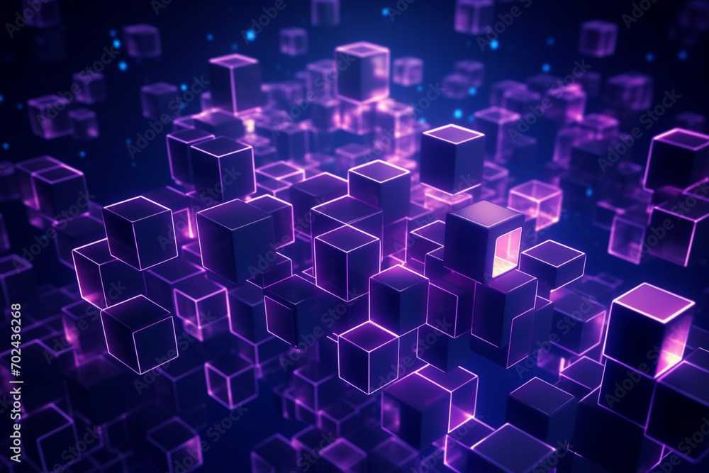 Digital generated image of different size cubes connecting with other ...