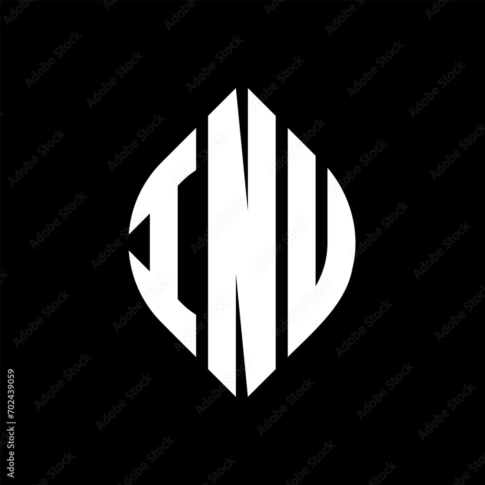 INU circle letter logo design with circle and ellipse shape. INU ...