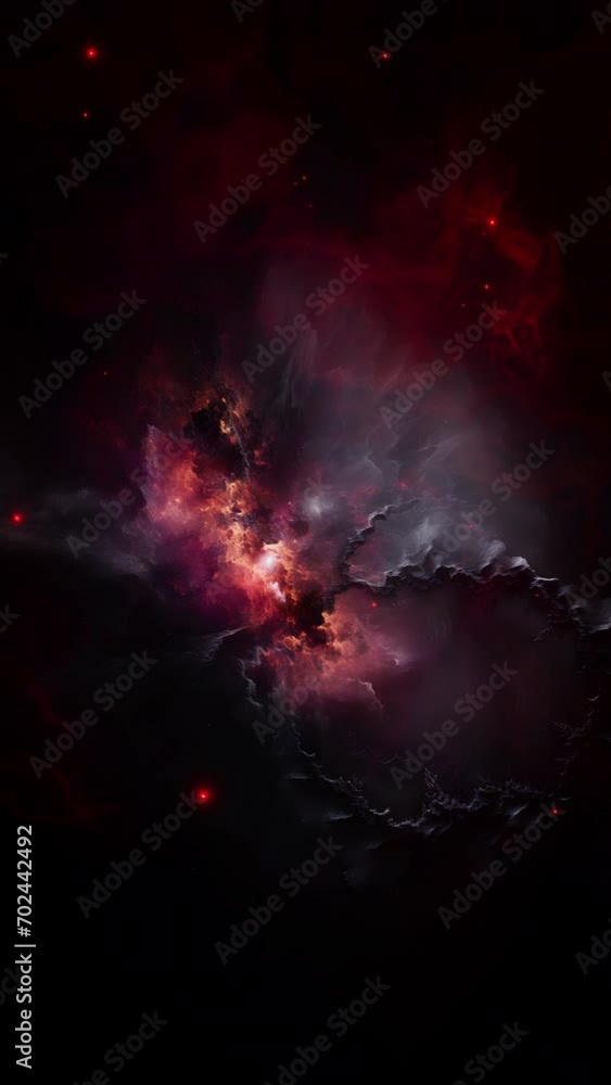 Vidéo Stock Dark red nebula with protostar sun as white dwarf. Artistic ...
