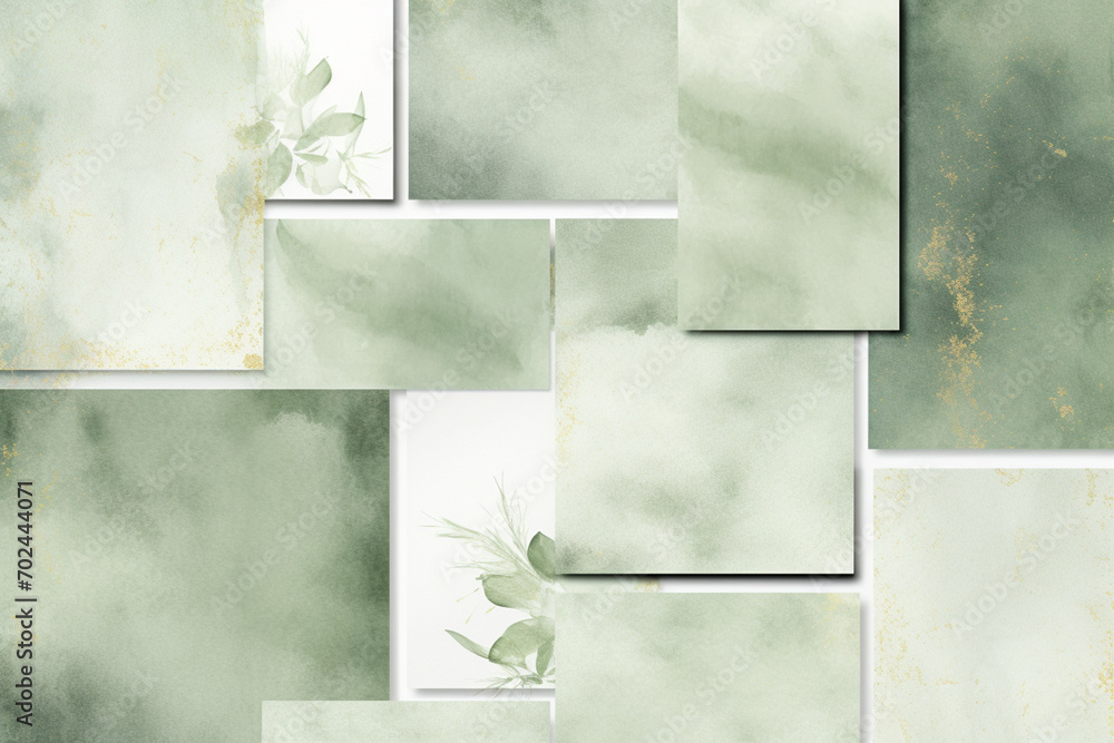 Watercolour Sage Green Digital Papers Sage Green Gold Background ...