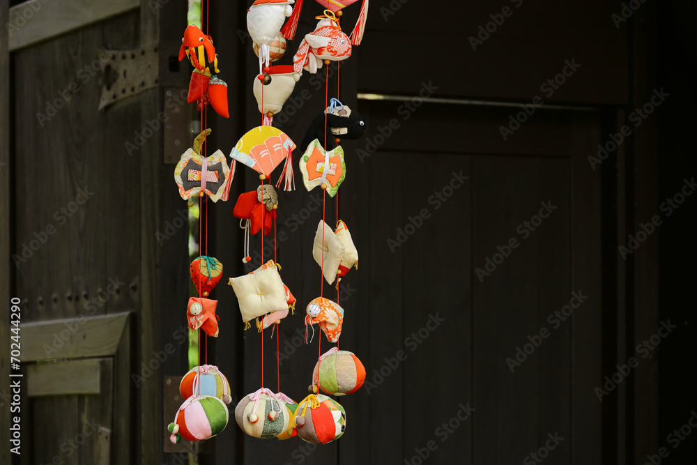 Japanese scenery Hanging ornamental dolls in front of the gate ...