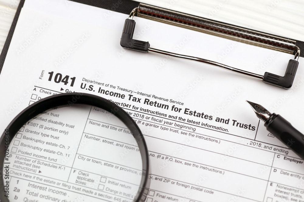IRS Form 1041 US Income tax return for estates and trusts, blank on A4 ...