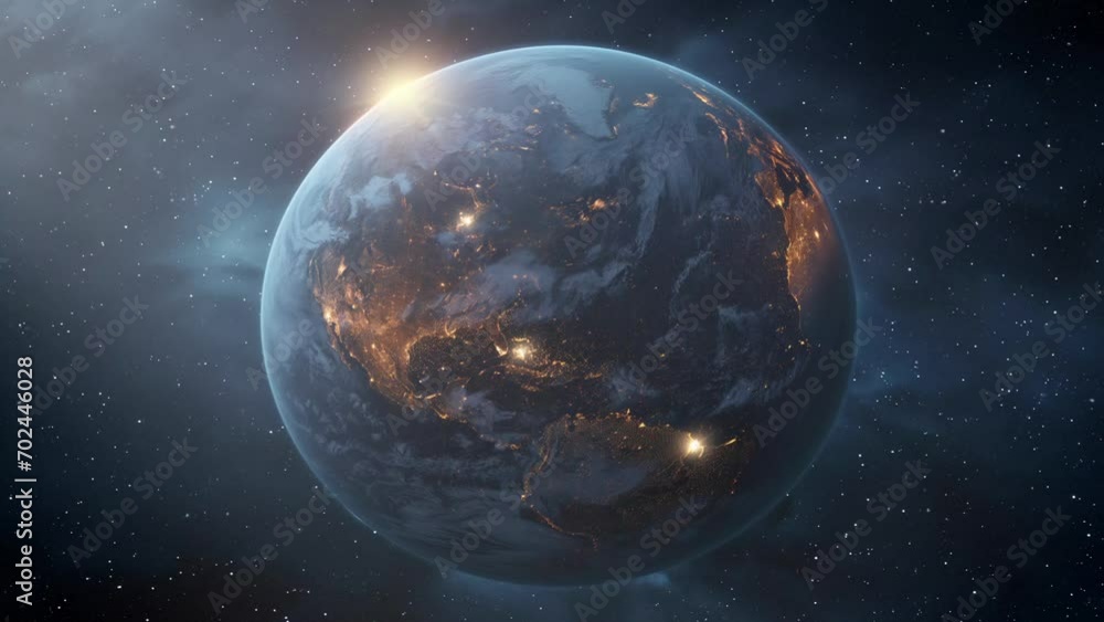 Planet earth with realistic geography surface. Nightly Earth planet in ...