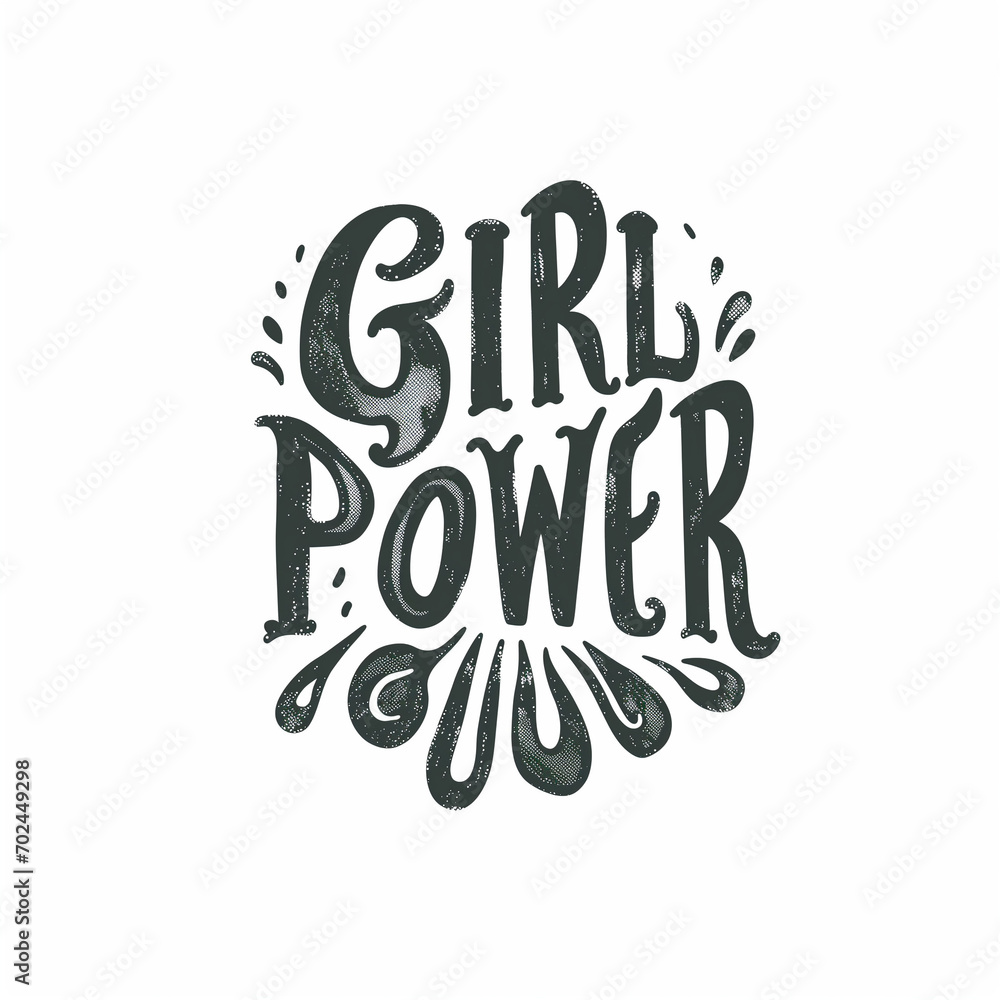 Groovy and retro-style typography logo with 'GIRL POWER' in cursive ...