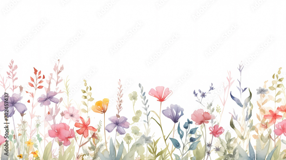 Floral frame with watercolor flowers, decorative flower background ...