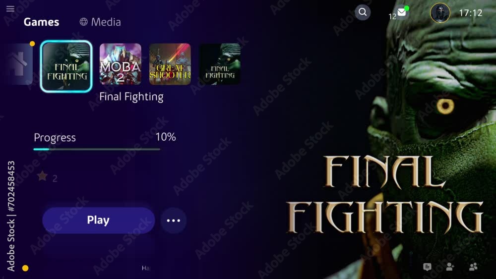 Choosing the new shooter game using the main menu. Clicking the play ...