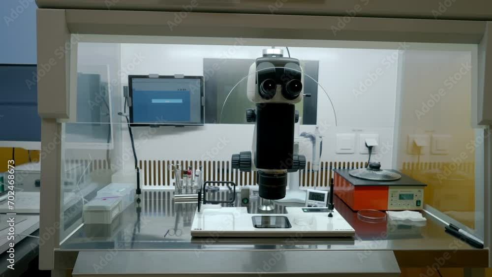 Human egg monitoring microscope machine used at the modern medical ...